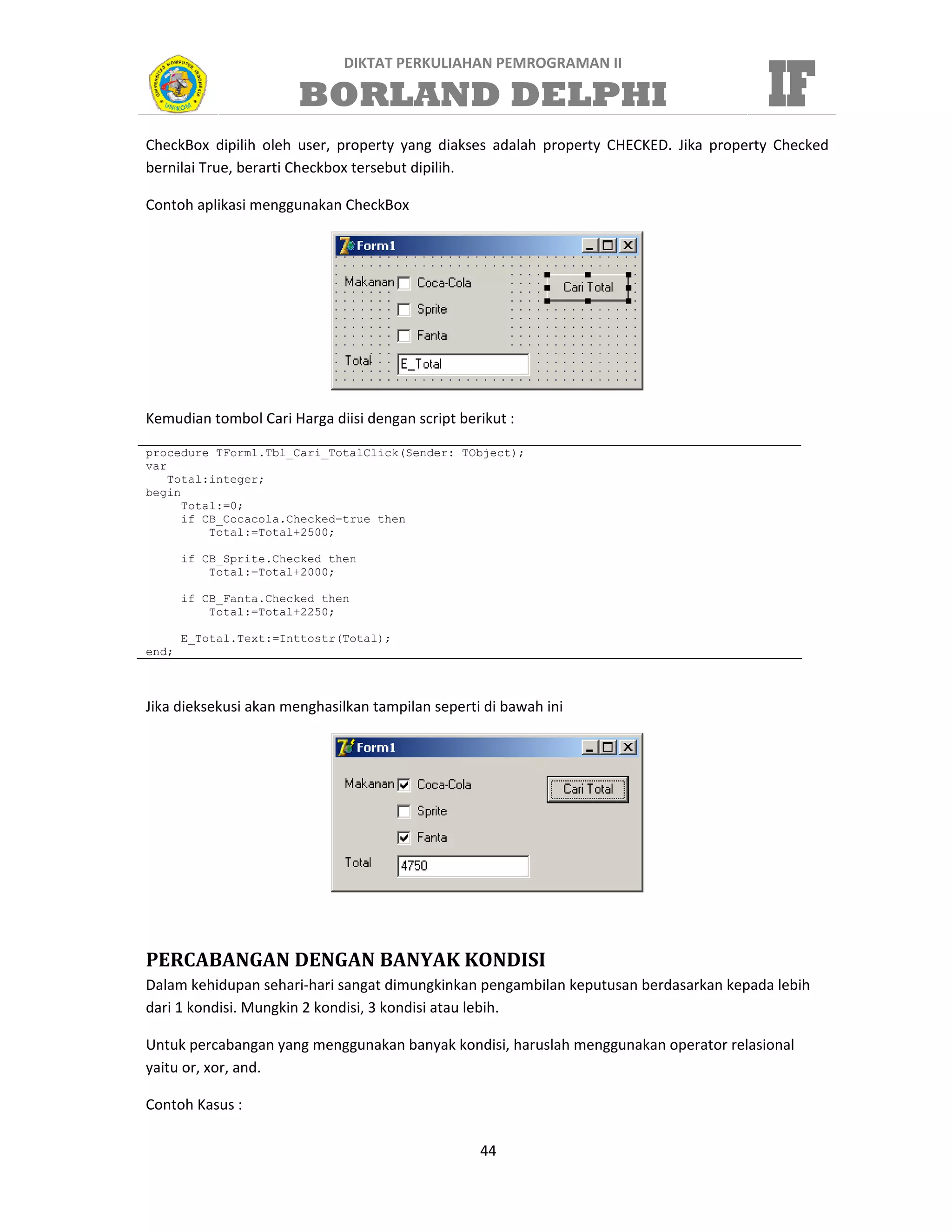 Dasar dasar percabangan_delphi | PDF