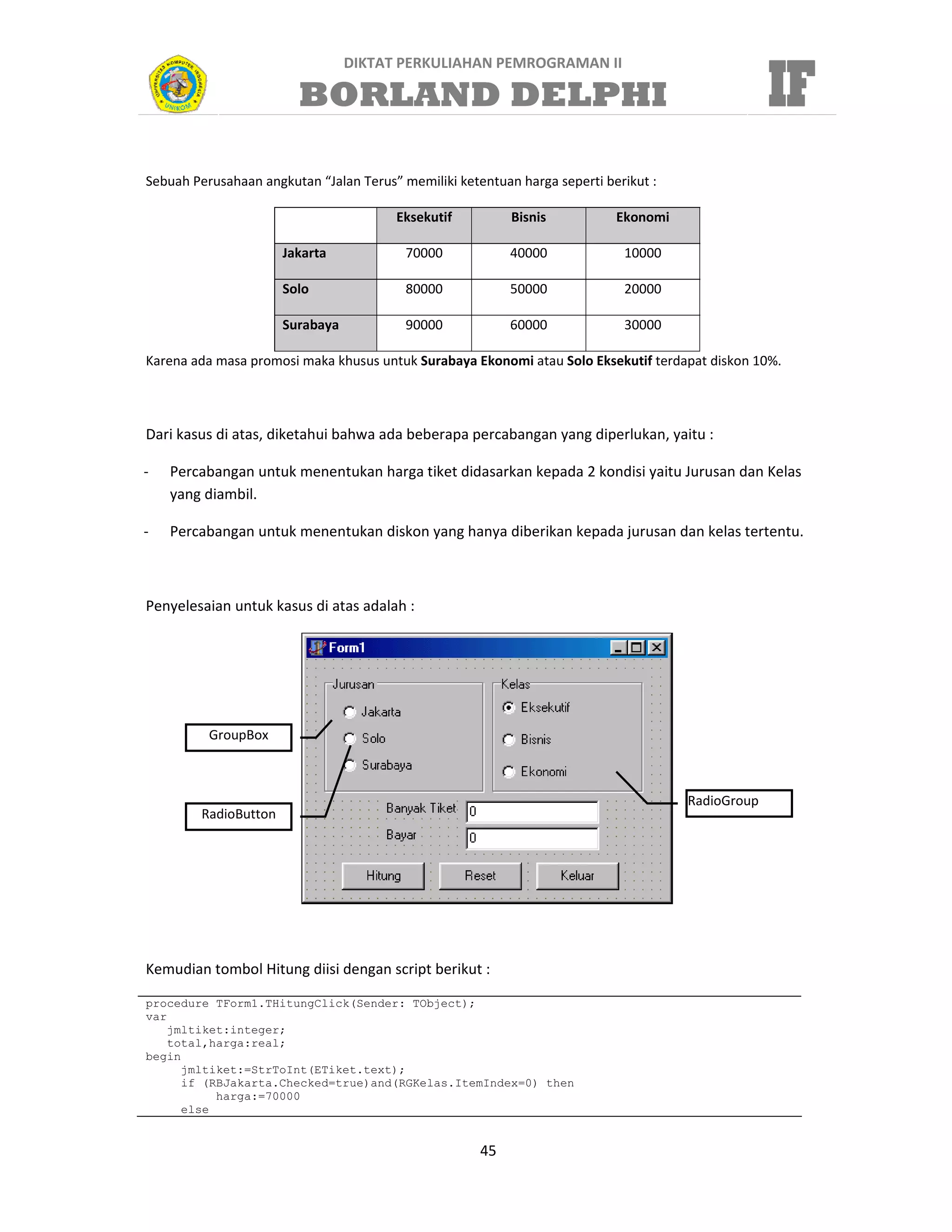 Dasar dasar percabangan_delphi | PDF