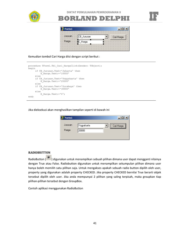 Dasar dasar percabangan_delphi | PDF