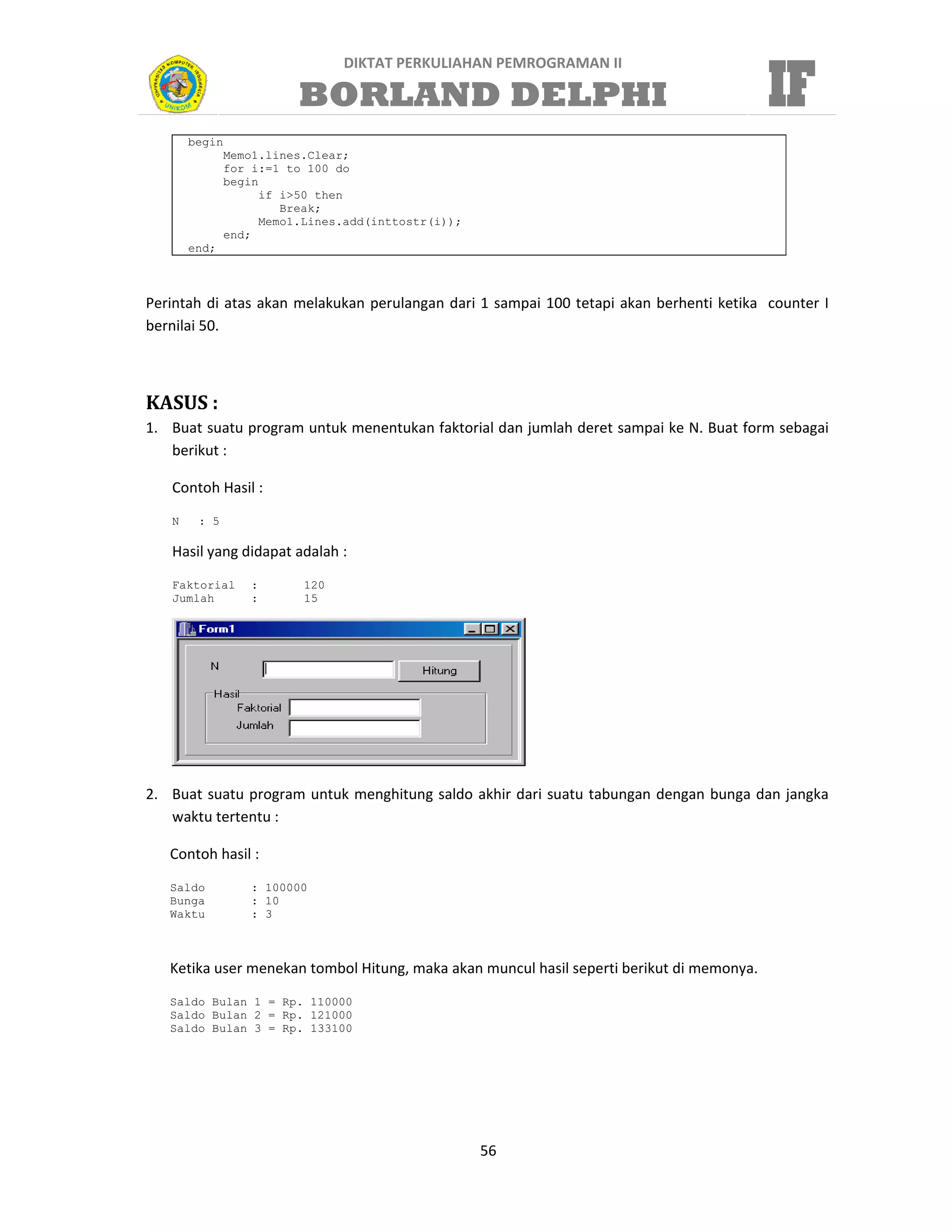 Dasar dasar perulangan_delphi | PDF