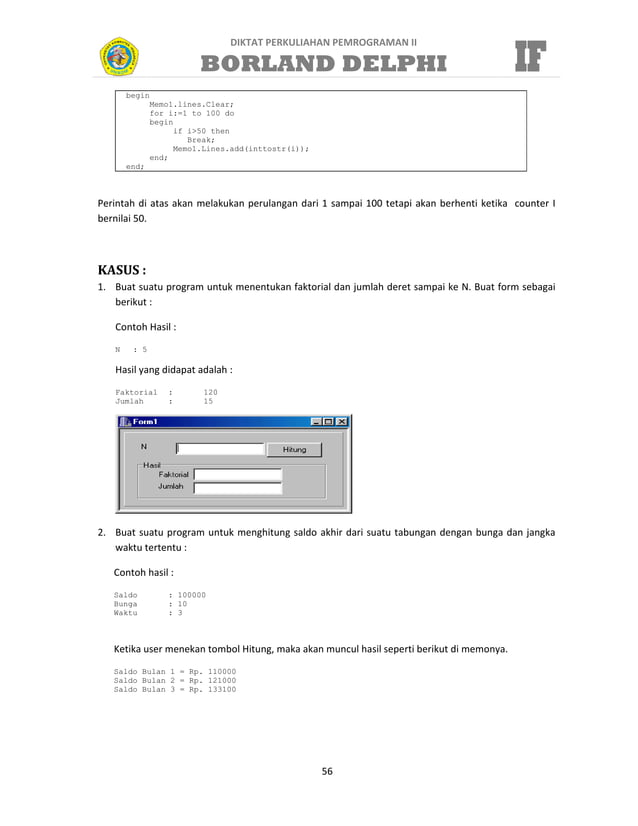 Dasar dasar perulangan_delphi | PDF