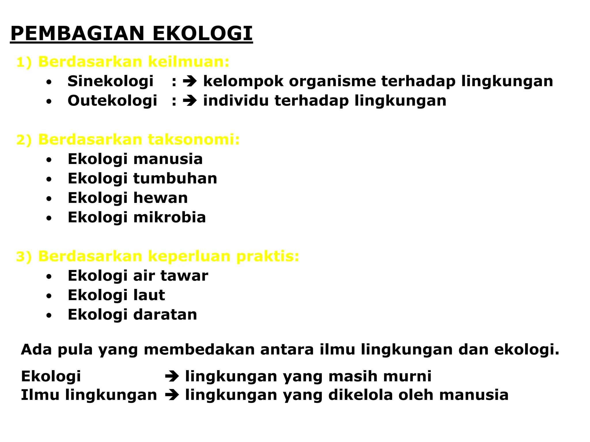 Dasar Ekologi (Pengertian, pembagian, komponen, dan funsi) | PPT