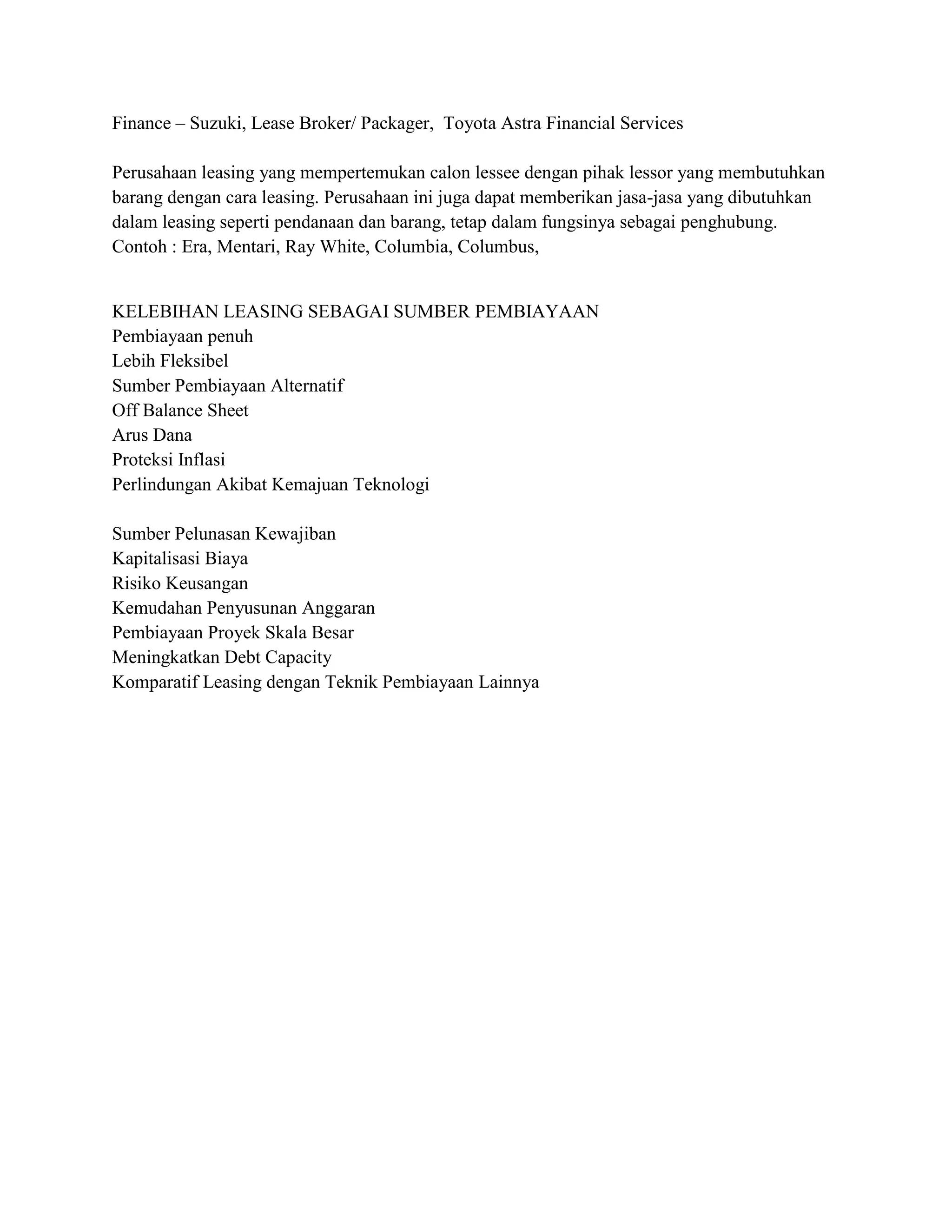 Dasar hukum leasing di indonesia | DOCX