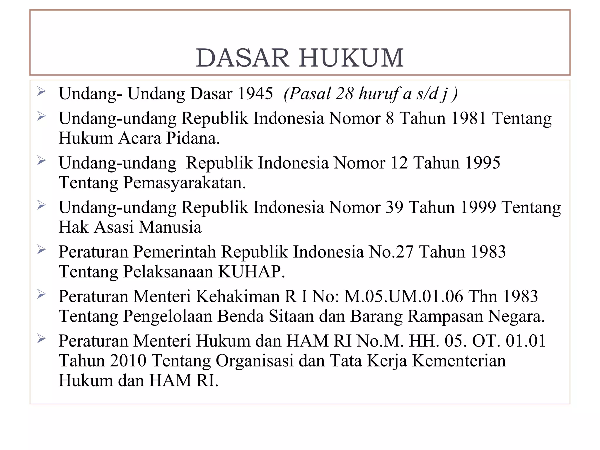Dasar hukum rupbasan | PPT