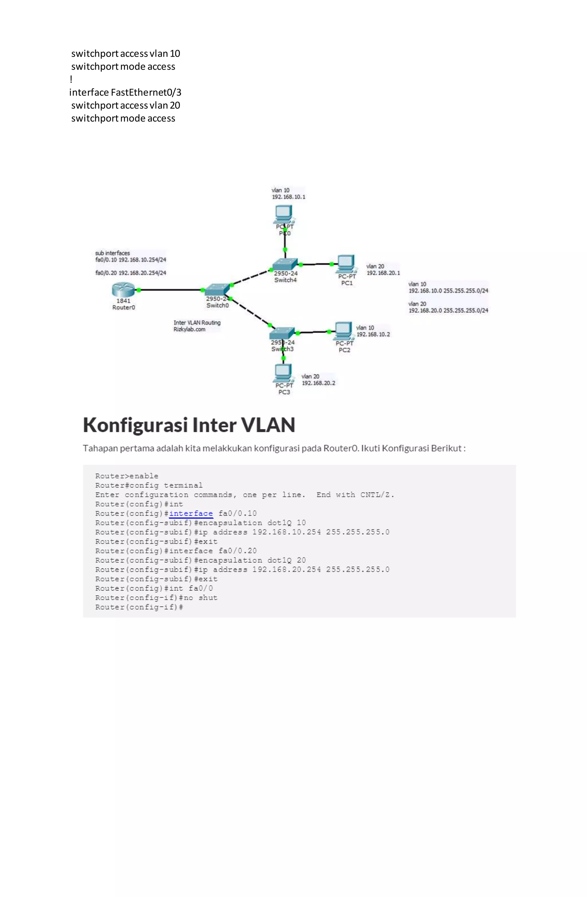 Dasar konfigurasi vlan | PDF