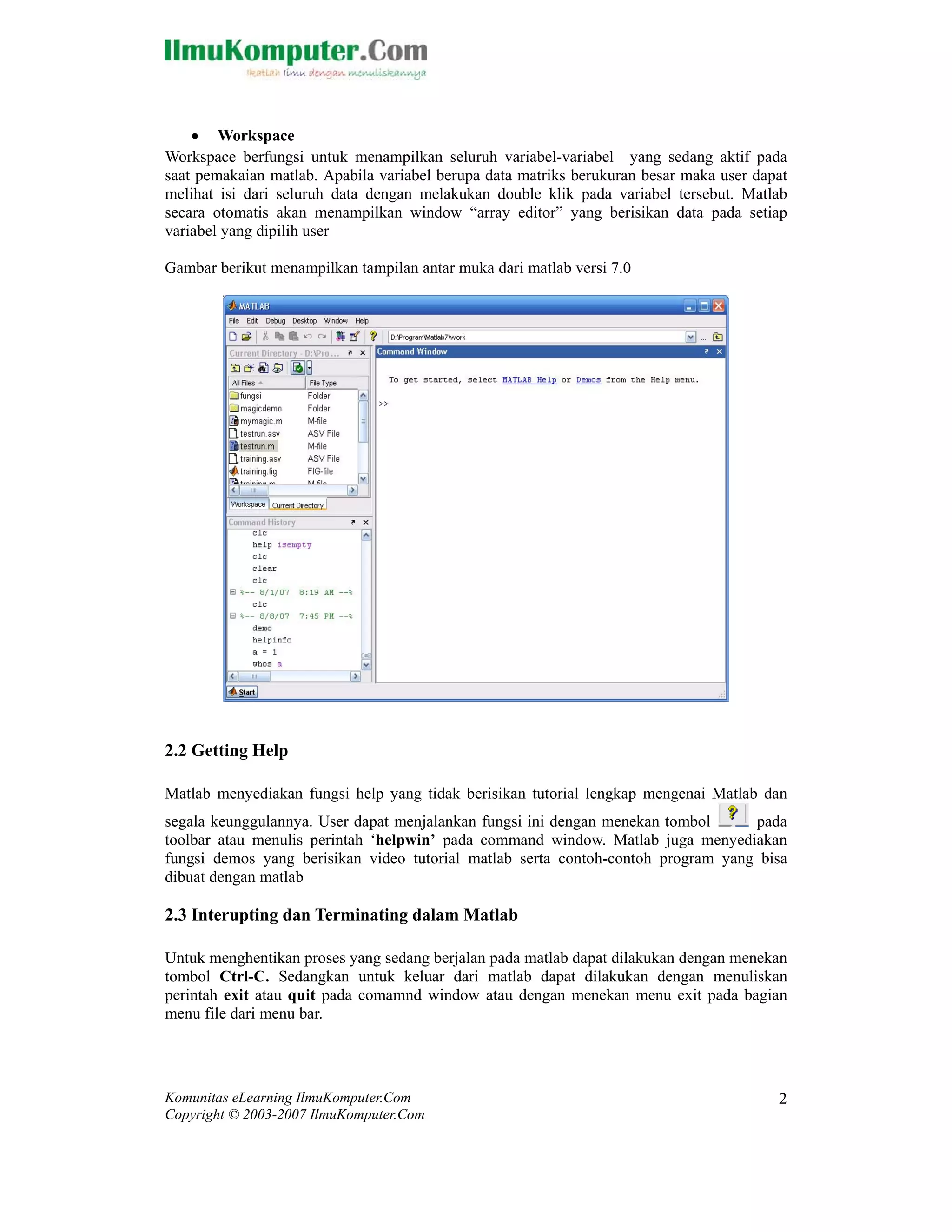 Dasar matlab | PDF