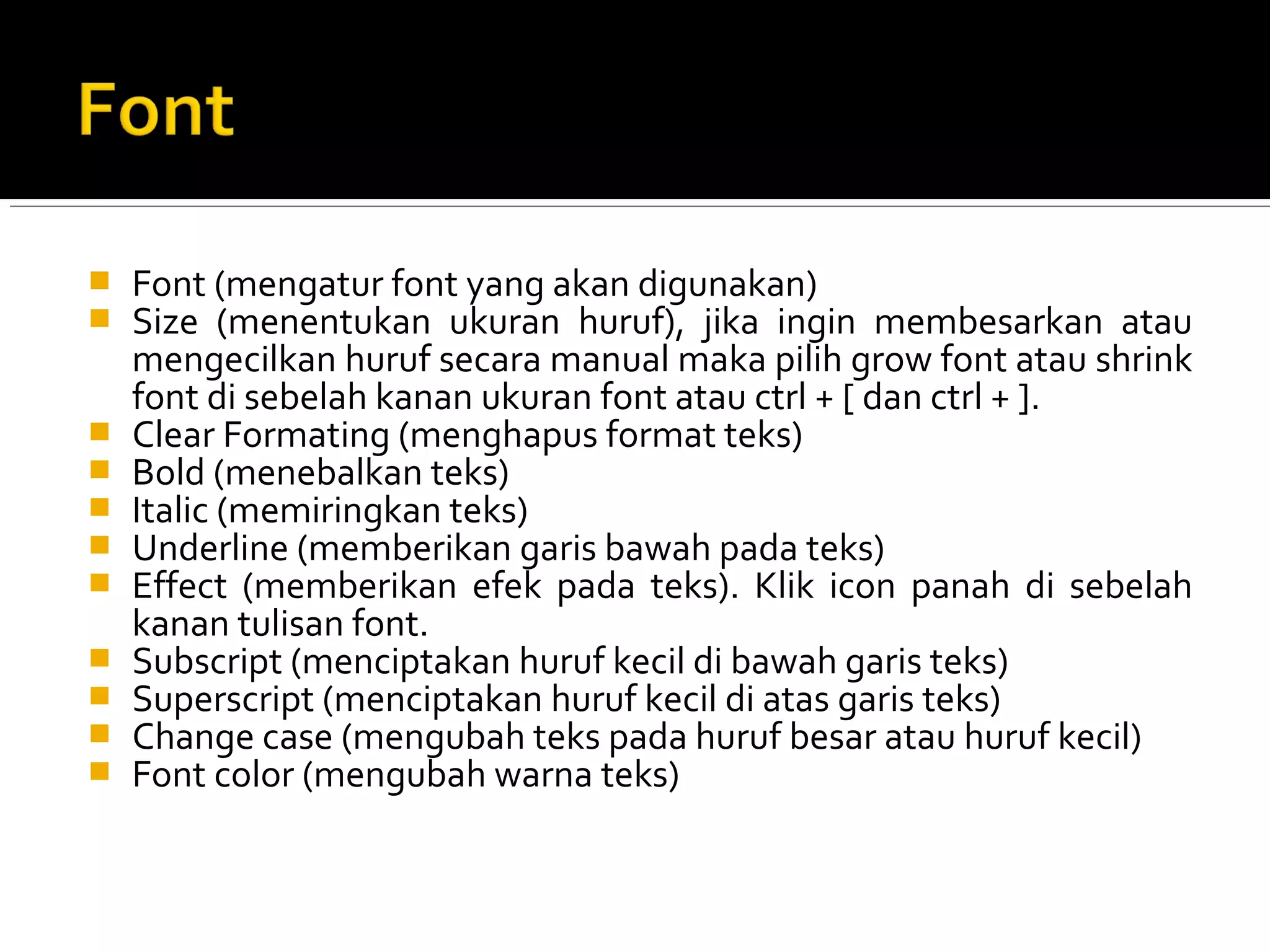 Dasar operasi microsoft word 2007 dan penyuntingan dokumen | PPT