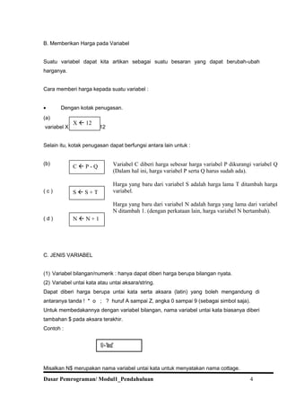 Materi Kuliah : Dasar pemrograman 1 | DOC