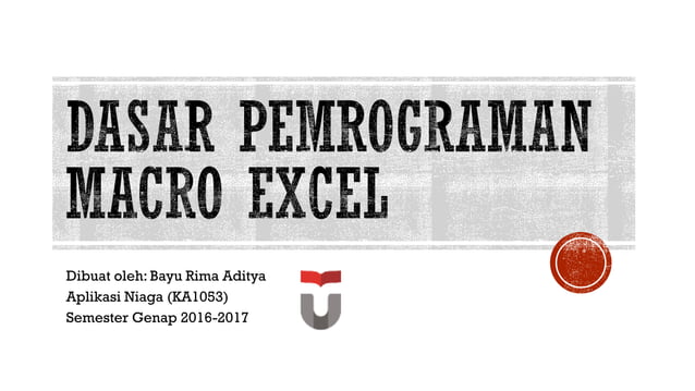KA1053 Dasar Pemrograman Macro Excel | PDF