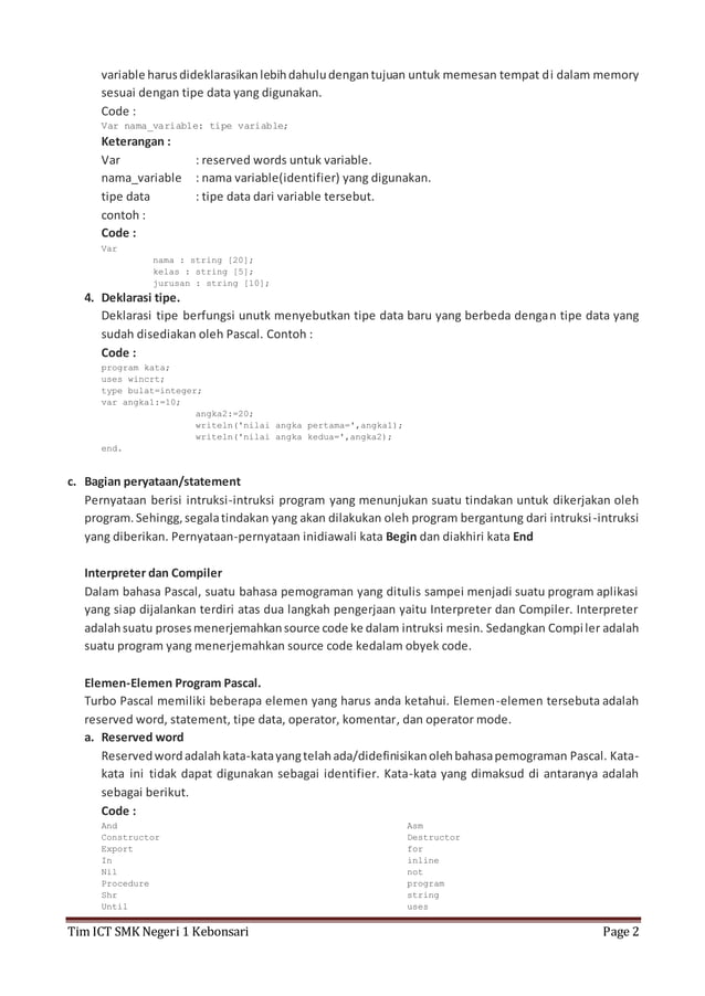 Dasar pemrograman turbo pascal | DOCX