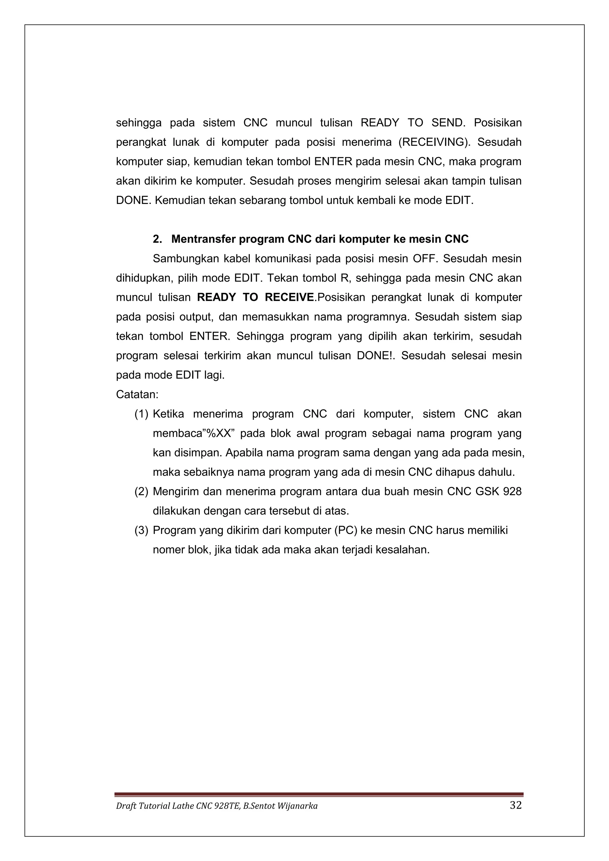 Dasar pemrograman untuk mesin bubut cnc dengan gsk 928TE_Rev1 | PDF
