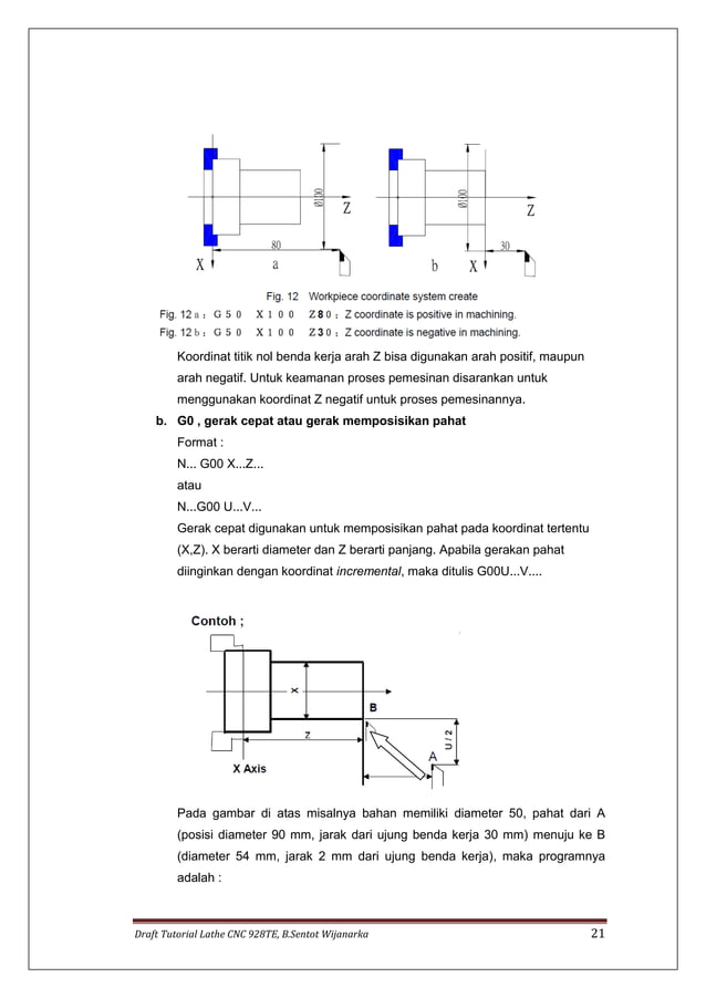 Dasar pemrograman untuk mesin bubut cnc dengan gsk 928TE_Rev1 | PDF