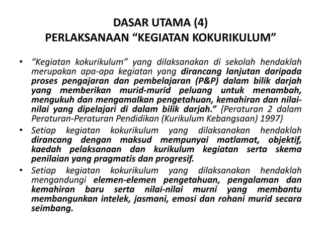 Dasar perlaksanaan kegiatan kokurikulum | PPTX