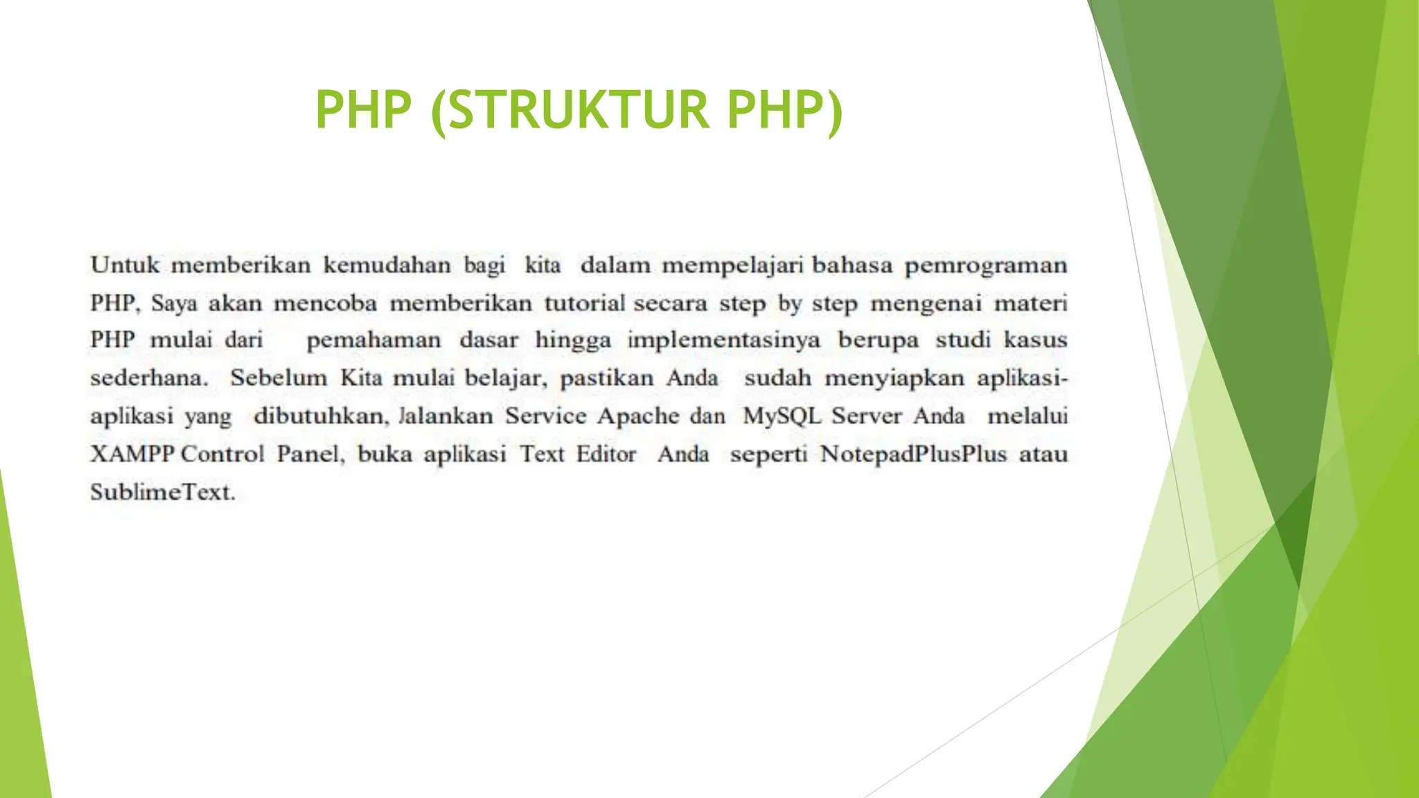 Dasar-Dasar PHP mengenal php menggunakan xampp | PPTX
