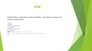 Dasar-Dasar PHP mengenal php menggunakan xampp | PPT