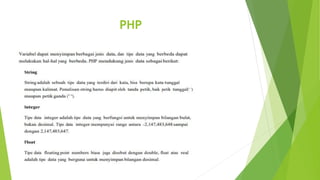 Dasar-Dasar PHP mengenal php menggunakan xampp | PPT