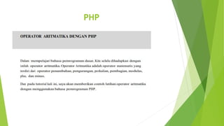 Dasar-Dasar PHP mengenal php menggunakan xampp | PPT