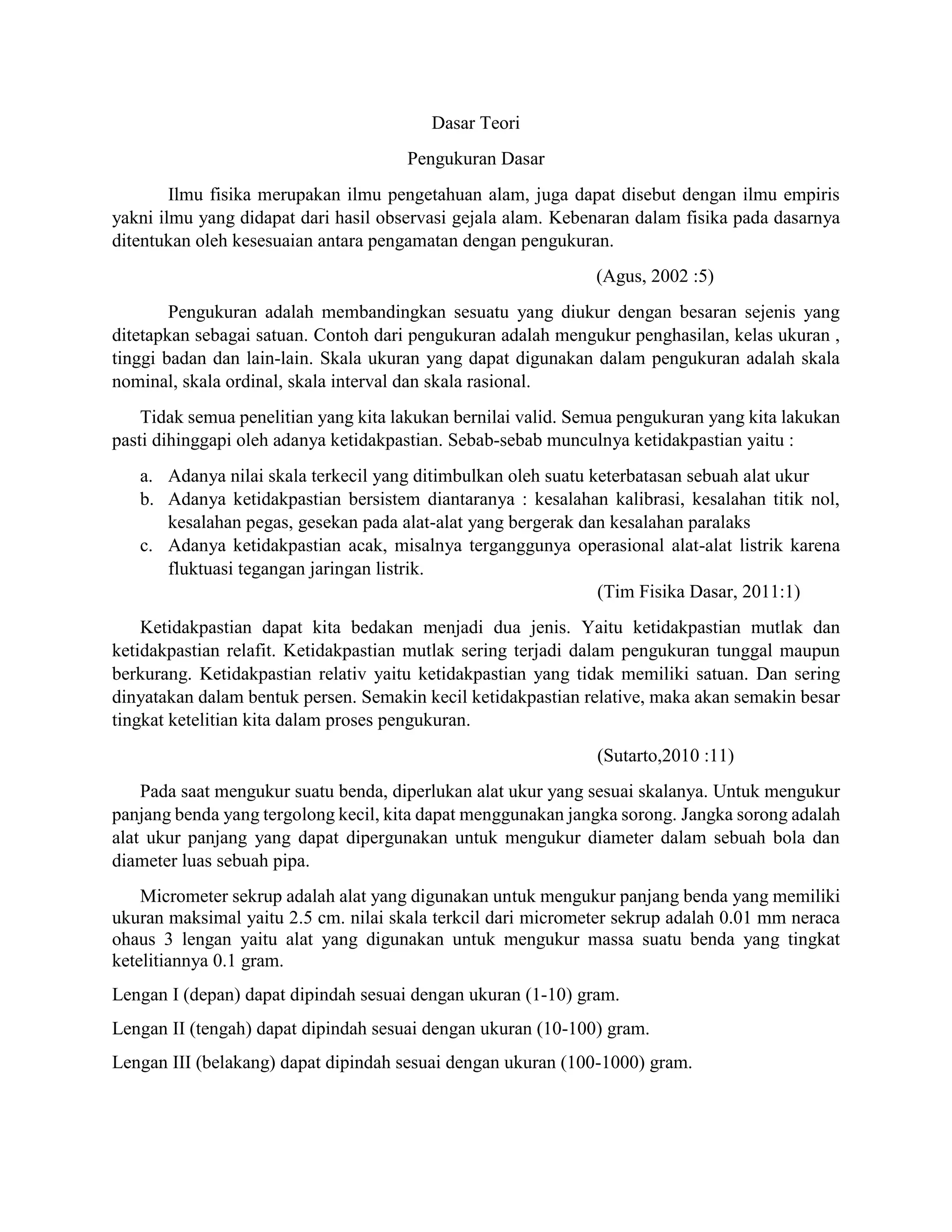 Dasar teori pengukuran | PDF