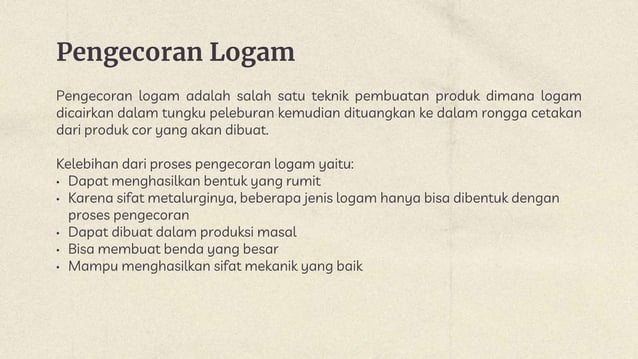 Pengecoran Logam | PPTX