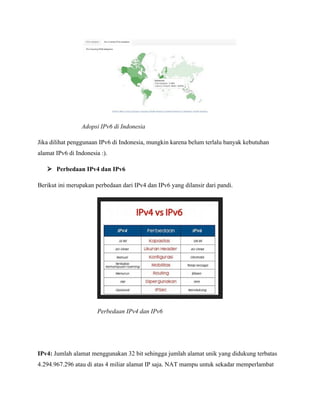 Dasar TJKT - Perkembangan Teknologi IPv6 Teknik Jaringan Komputer dan Telekomunikasi.docx