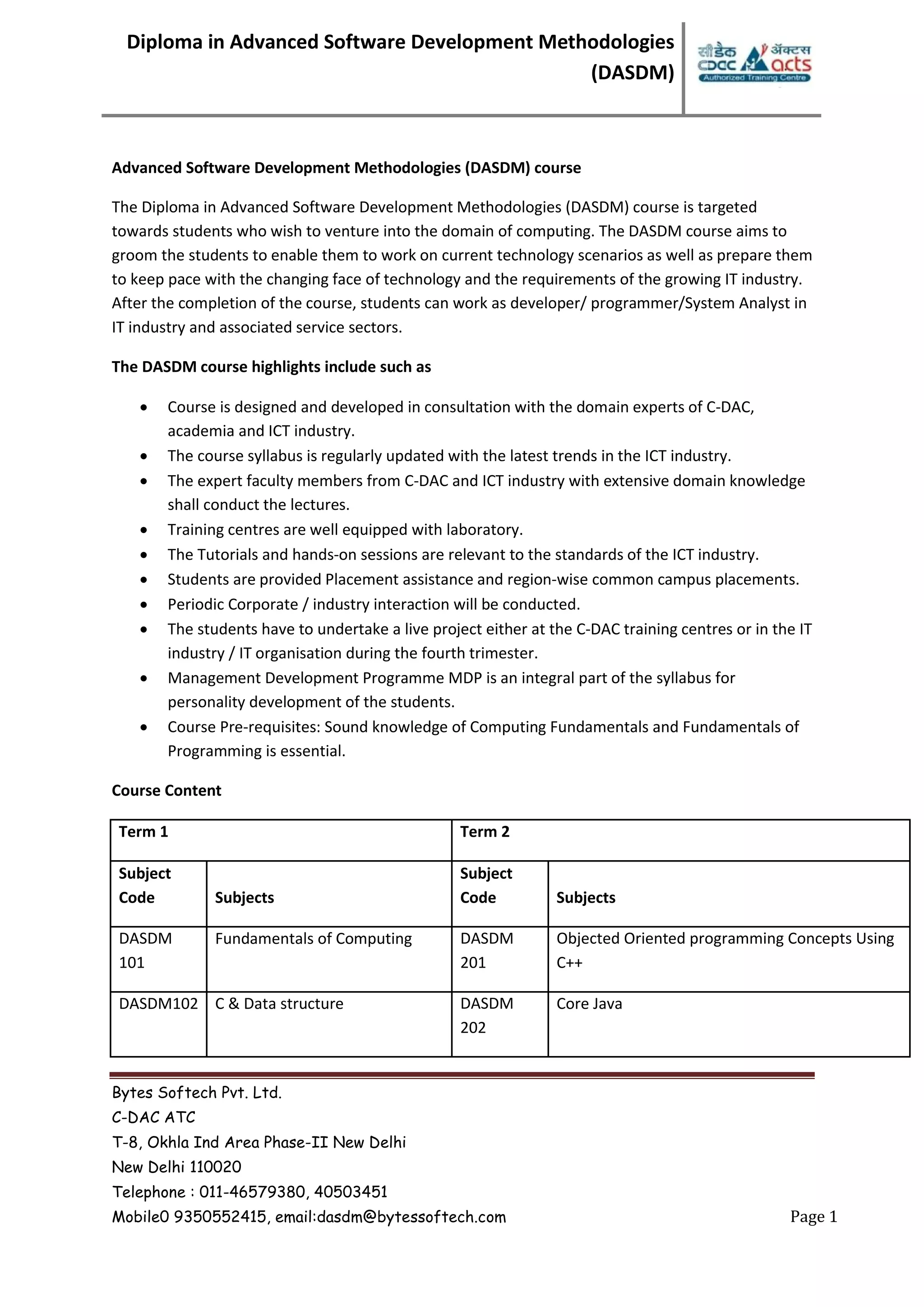 Dasdm advanced software development methodologies | PDF
