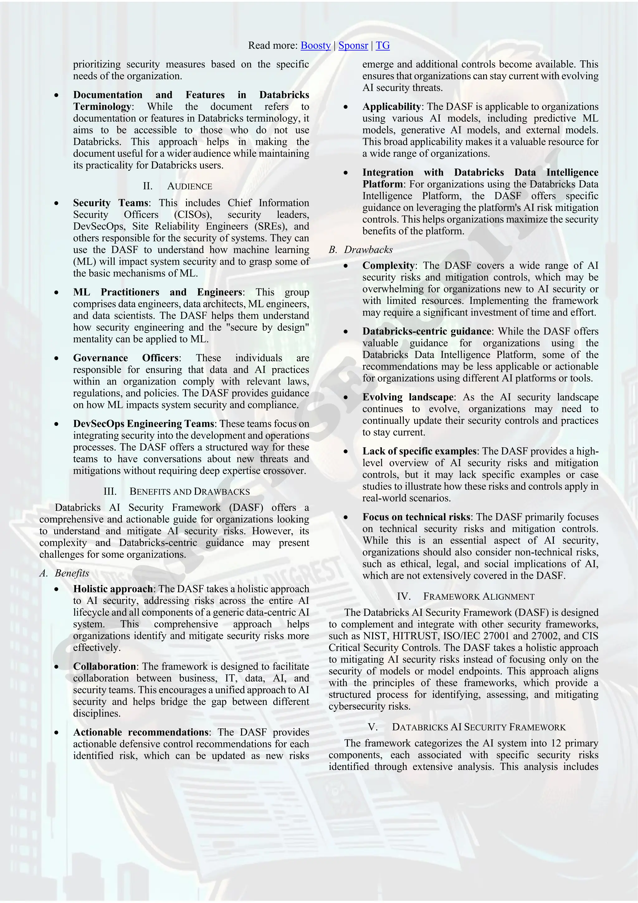 The Databricks AI Security Framework (DASF) | PDF
