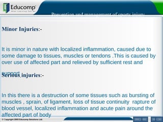 Prevention and management of sports injury | PPT