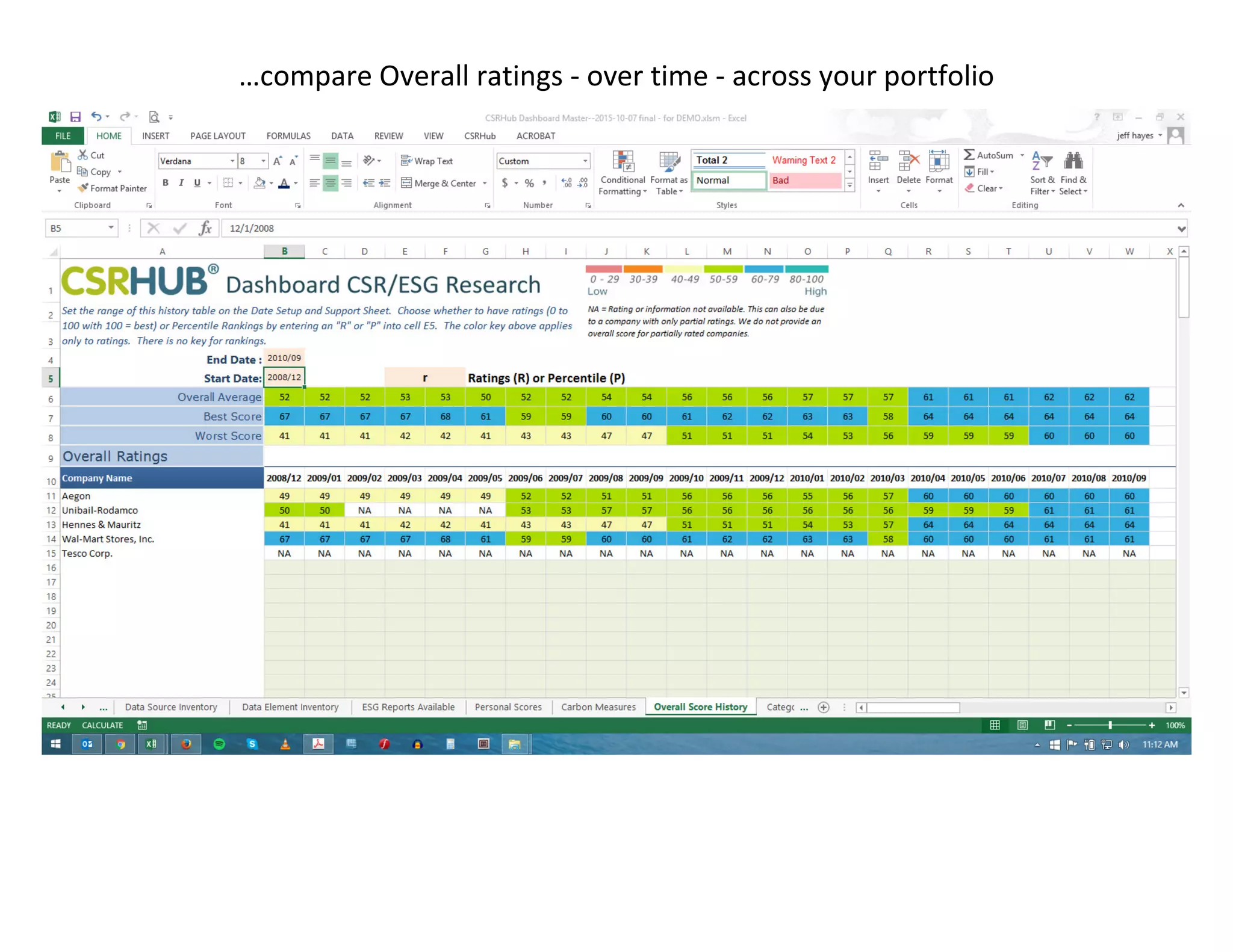 sample output from CSRHub's macro enabled spreadsheet | PDF