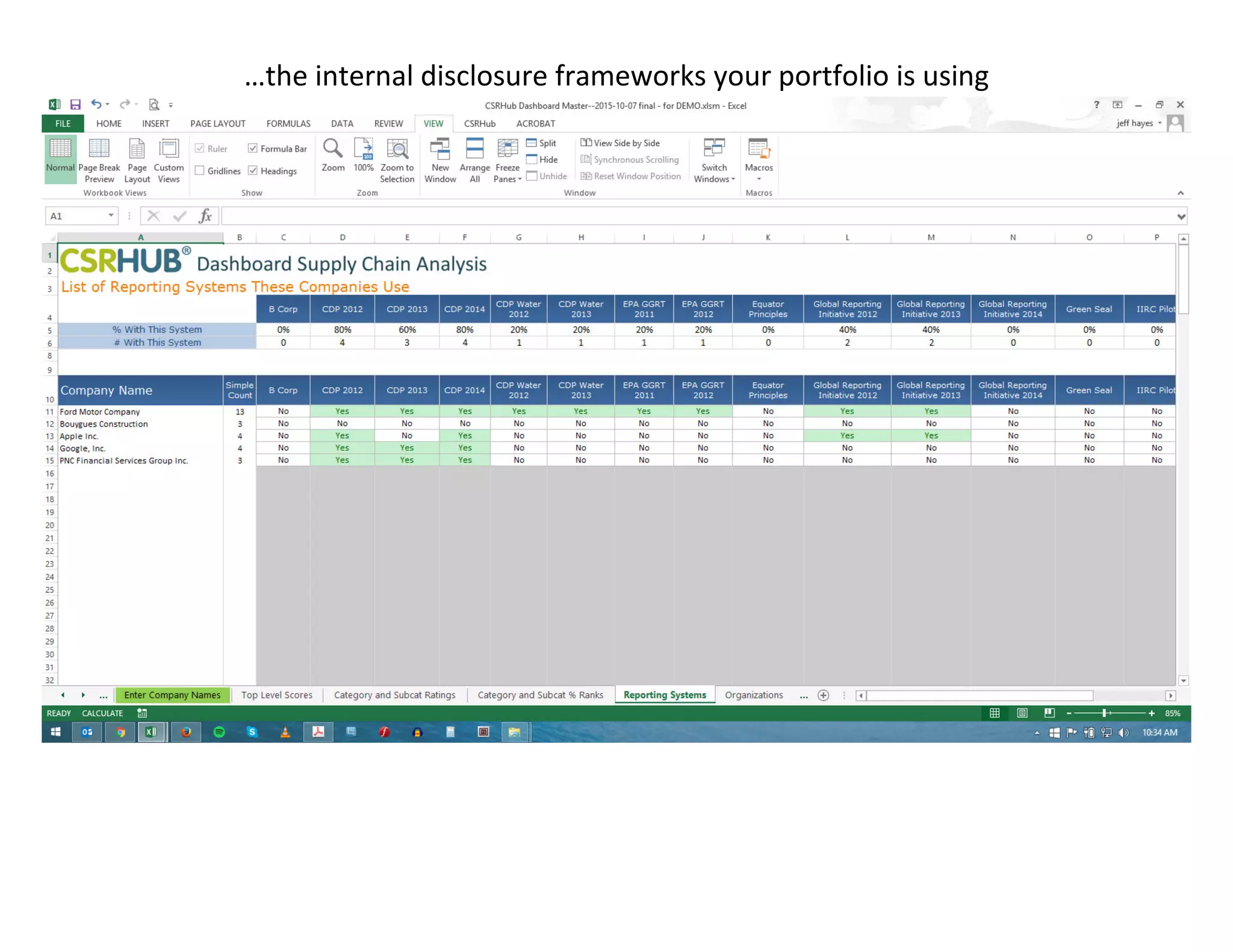 sample output from CSRHub's macro enabled spreadsheet | PDF