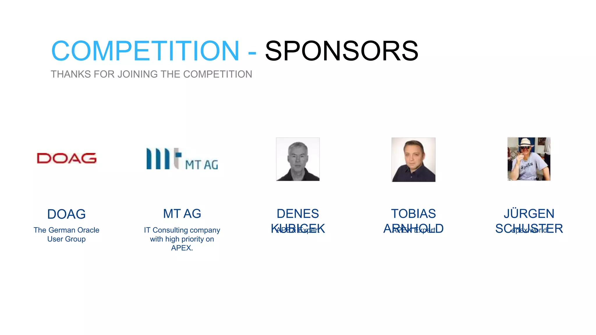 APEX Dashboard Competition - Winners | PPTX