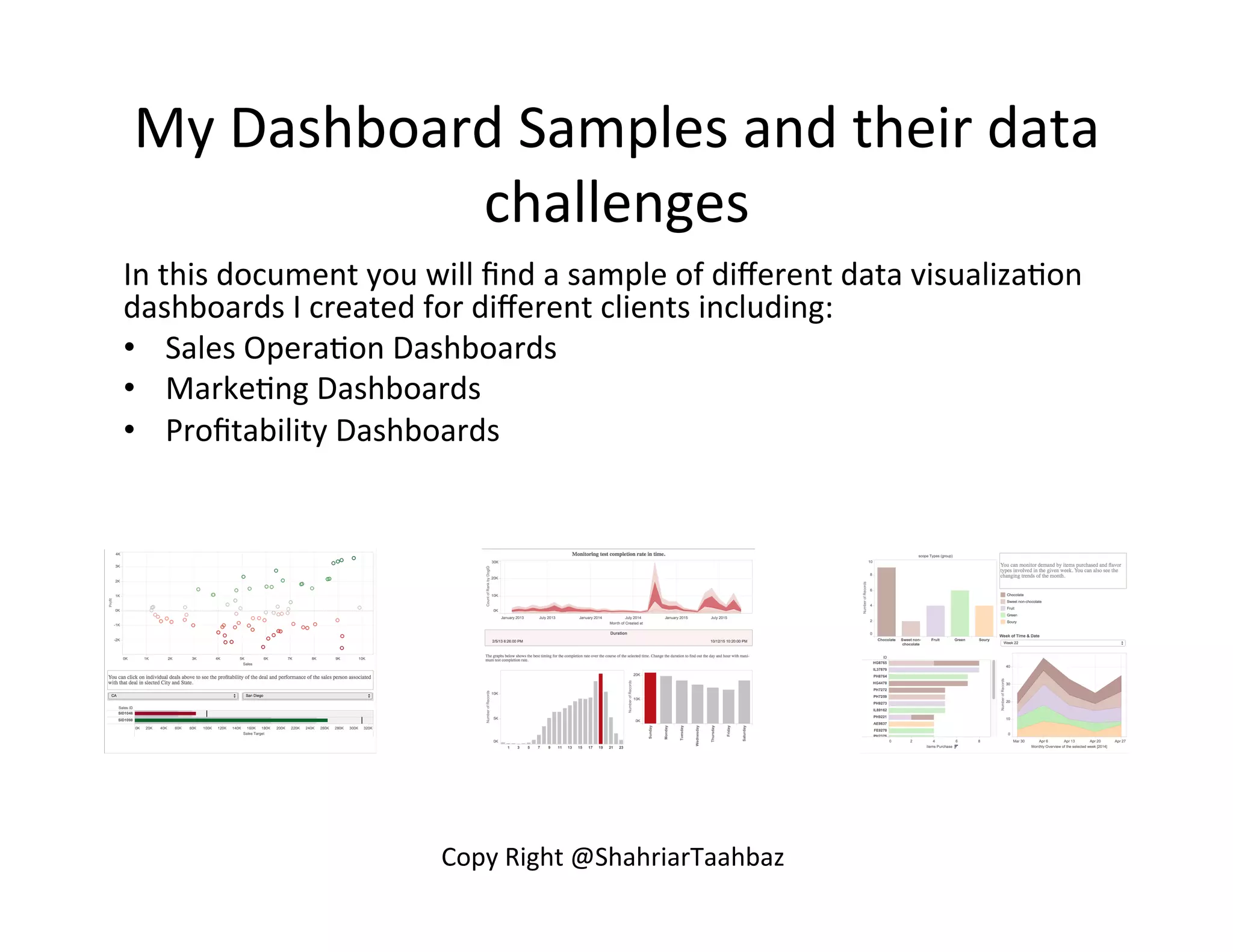Dashboard Samples and Data Challenges Shahriar Taahbaz | PDF ...