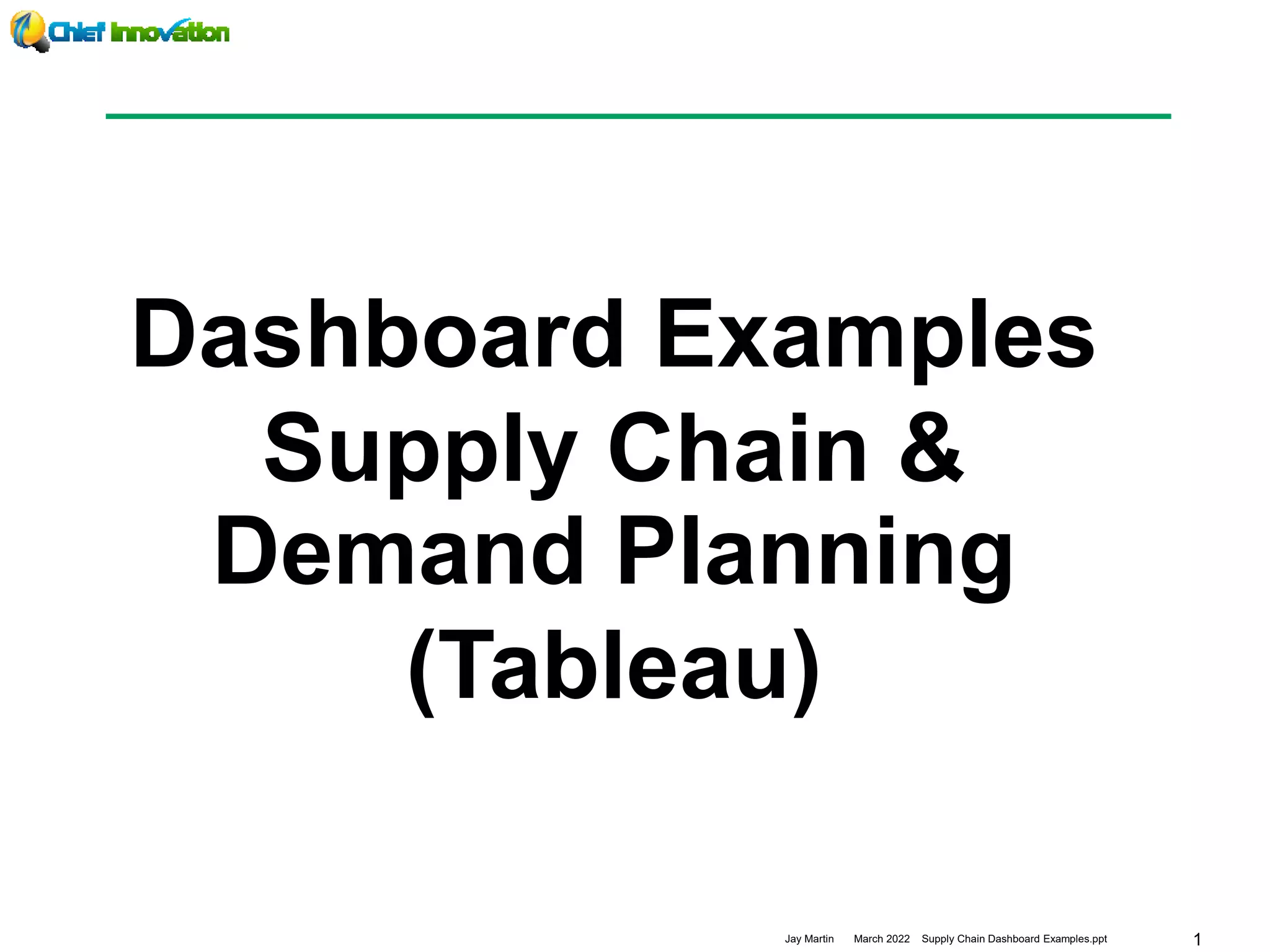 Dashboards - Supply Chain & Demand Planning examples in Tableau | PDF