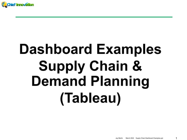 Dashboards - Supply Chain & Demand Planning examples in Tableau | PDF