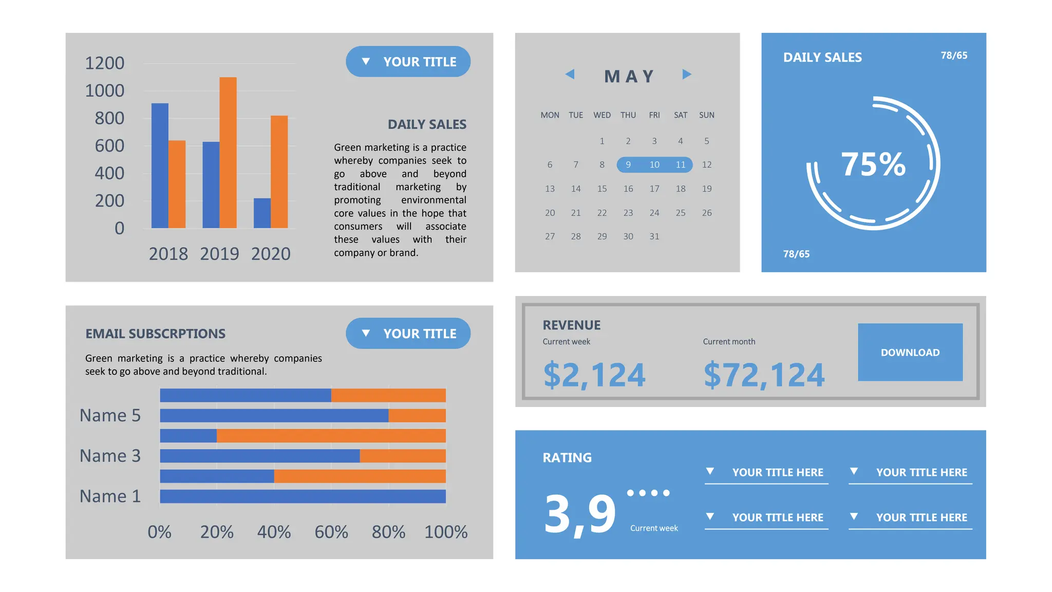 Dashboard Slides.pptx template for data presentation | PPTX
