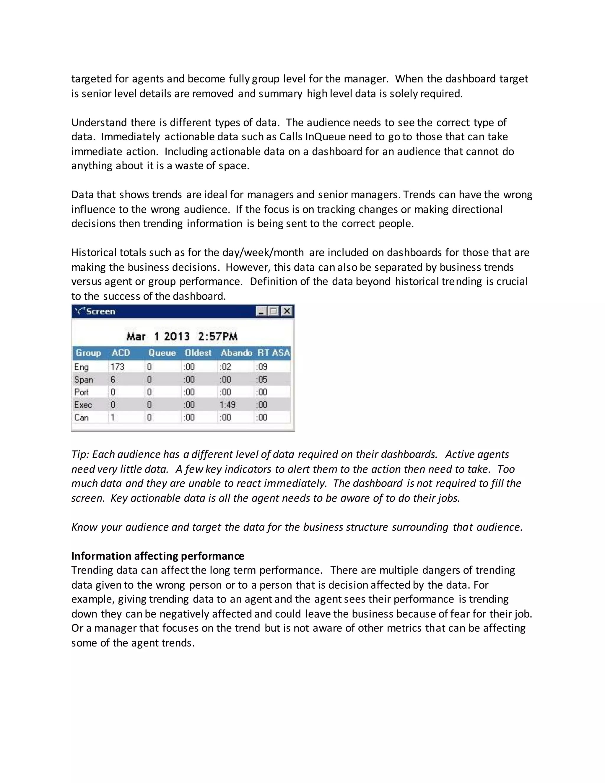 Dashboards Too Much Information | DOCX