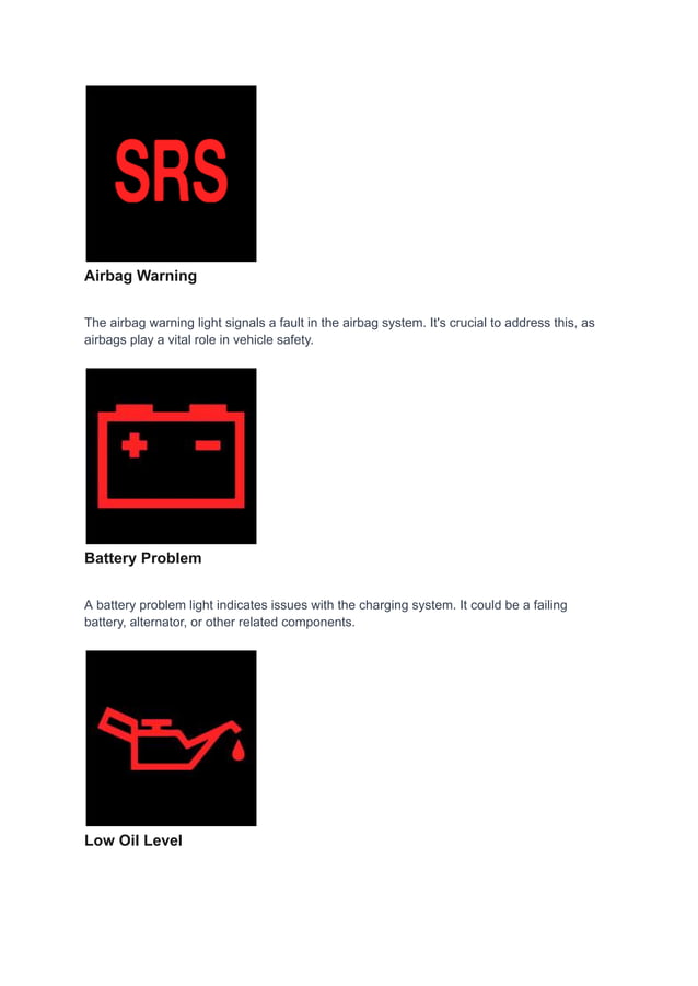Dashboard warnings, symbols and Indicators.pdf | Auto Safety ...