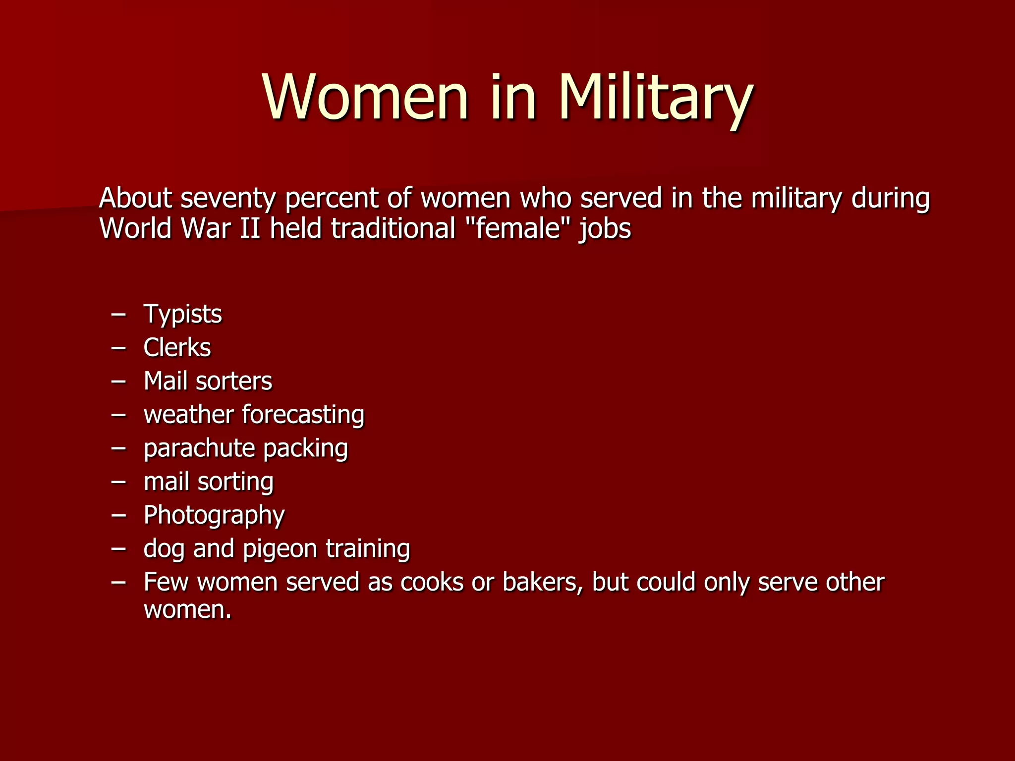 women in the military during wwII | PPTX