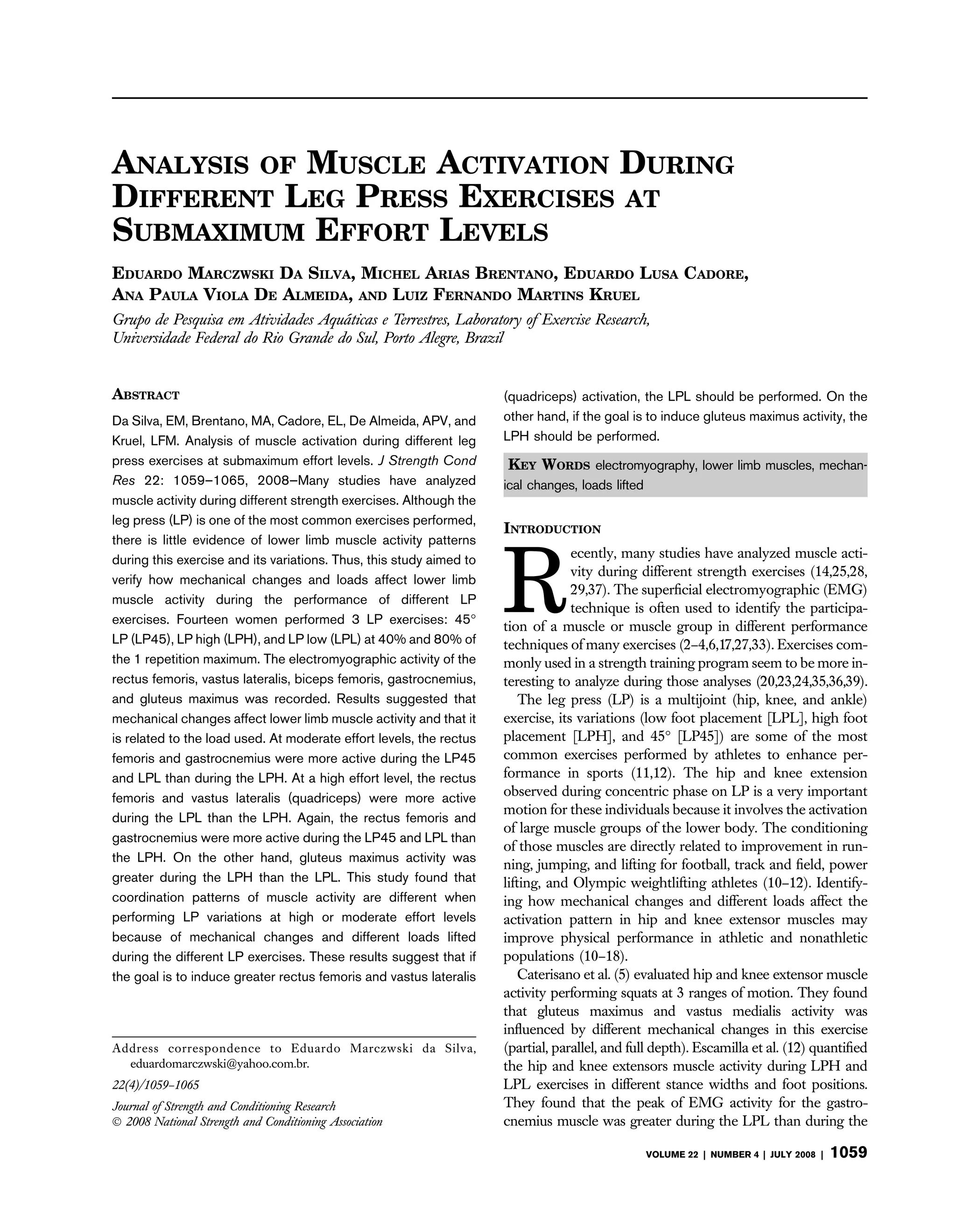 Da silva et al. 2008 leg press | PDF