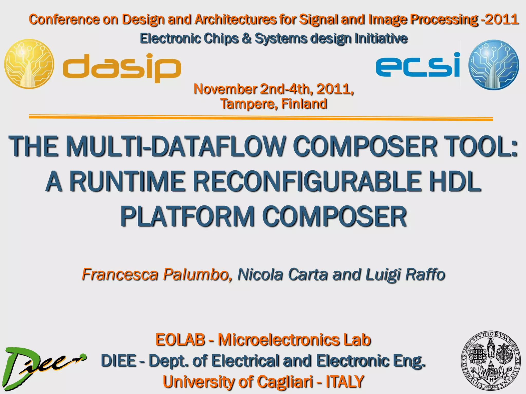 The Multi Dataflow Composer Tool A Runtime Reconfigurable Hdl Platform