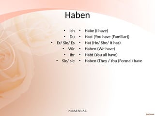 das Verb Haben - German Language Courses | PPSX