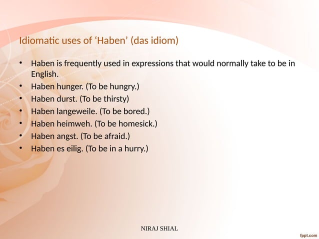 das Verb Haben - German Language Courses | PPSX