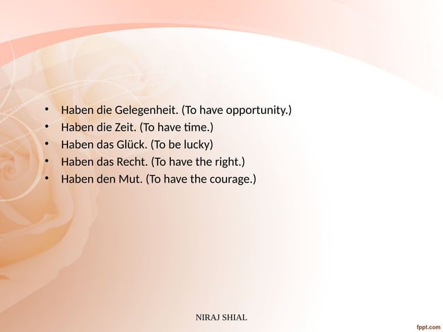 das Verb Haben - German Language Courses | PPSX
