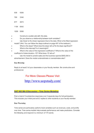 Dat 565 all discussions uop course guide uopstudy.com