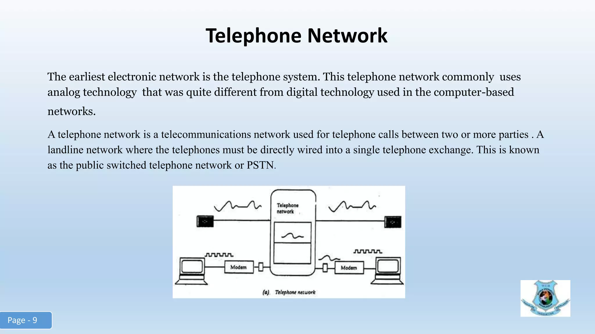 Transmission Media।।Circuit Switching।।Telephone Network।।DSL।।Cable Modems।।Synchronous optical ...