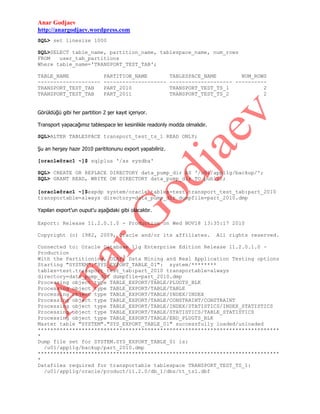 DataPump ile Single Parititon Export | DOCX | Databases | Computer ...