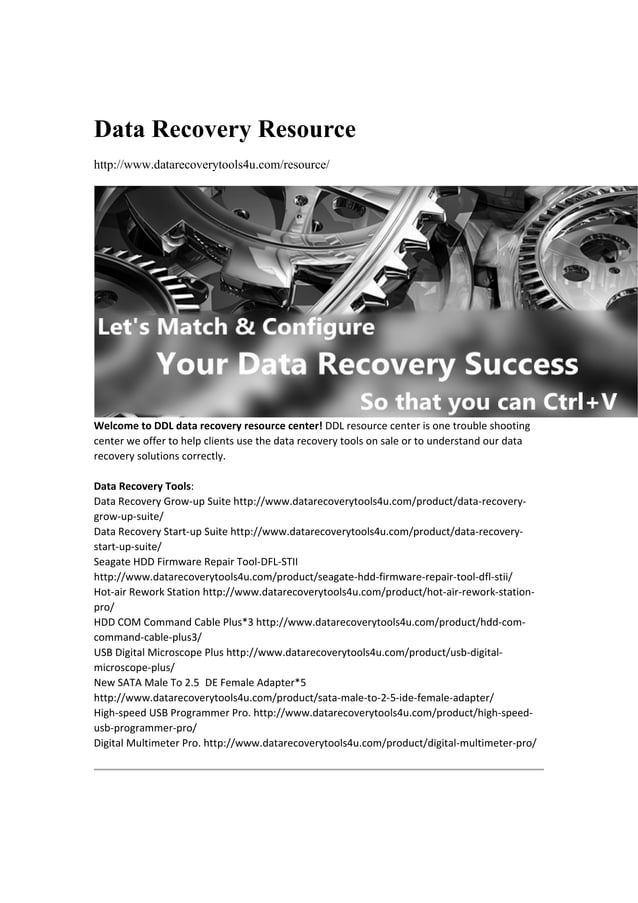 Data recovery resource | PDF | Computer Peripherals | Computing