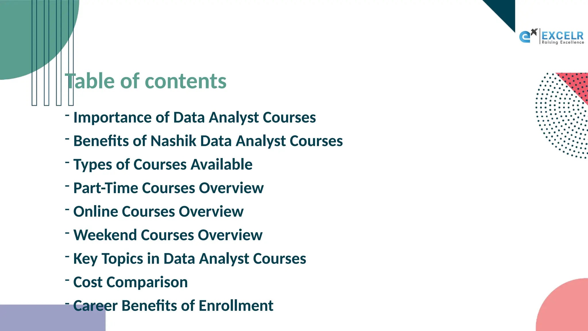 Data Analyst course in Nashik ppt Excelr | PPT