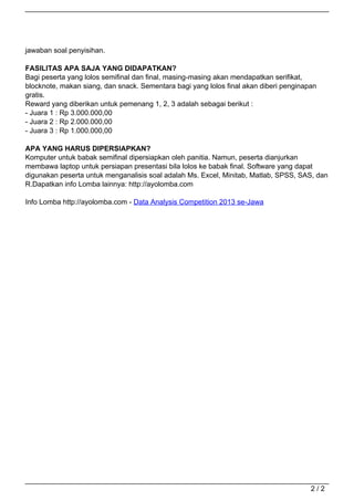 Data Analysis Competition 2013 se-Jawa | PDF