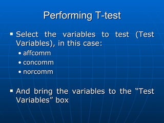 Data Analysis Using Spss T Test | PPT