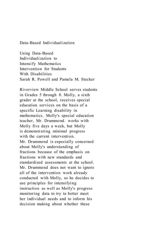 Data-Based IndividualizationUsing Data-BasedIndividualiz | PDF